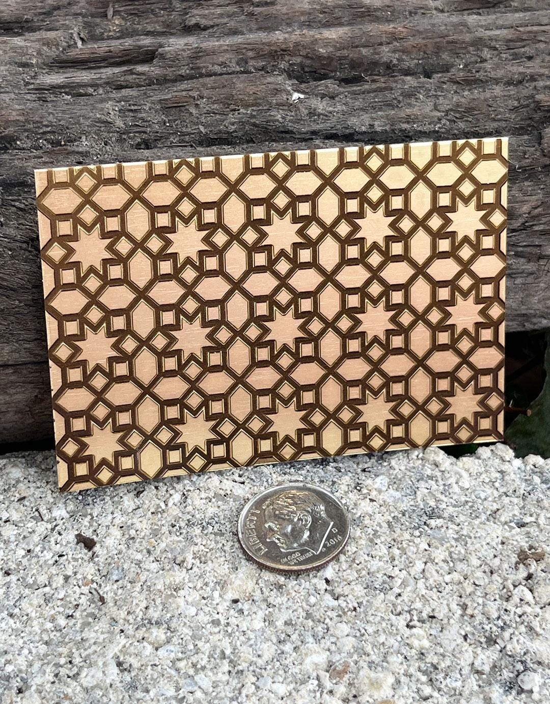 Arabic 2 Laser Engraved Metal Sheet 3x2” = Textured Jewelry Blank ...