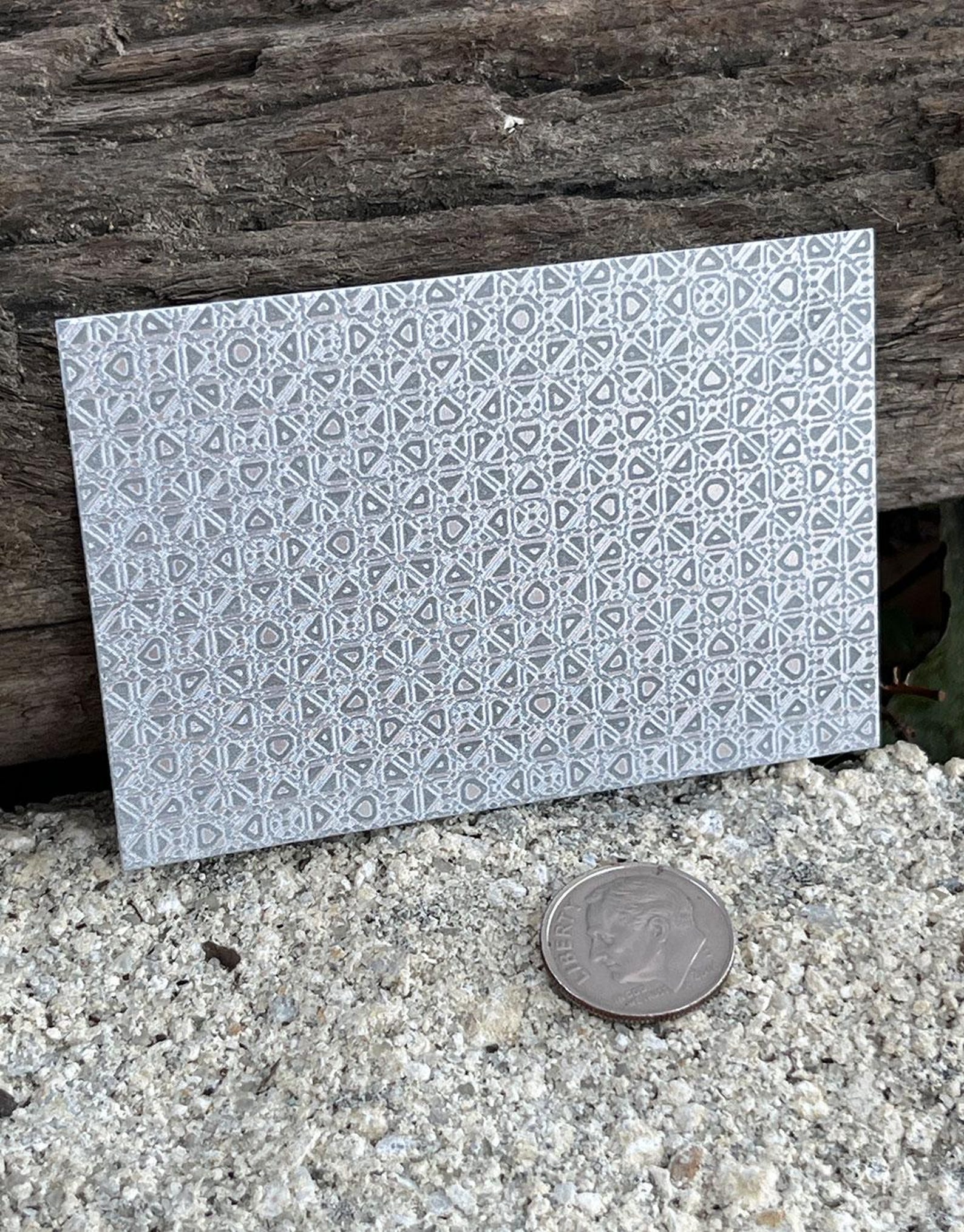Quilted Grid Laser Engraved Metal Sheet 3x2” = Textured Jewelry Blank ...