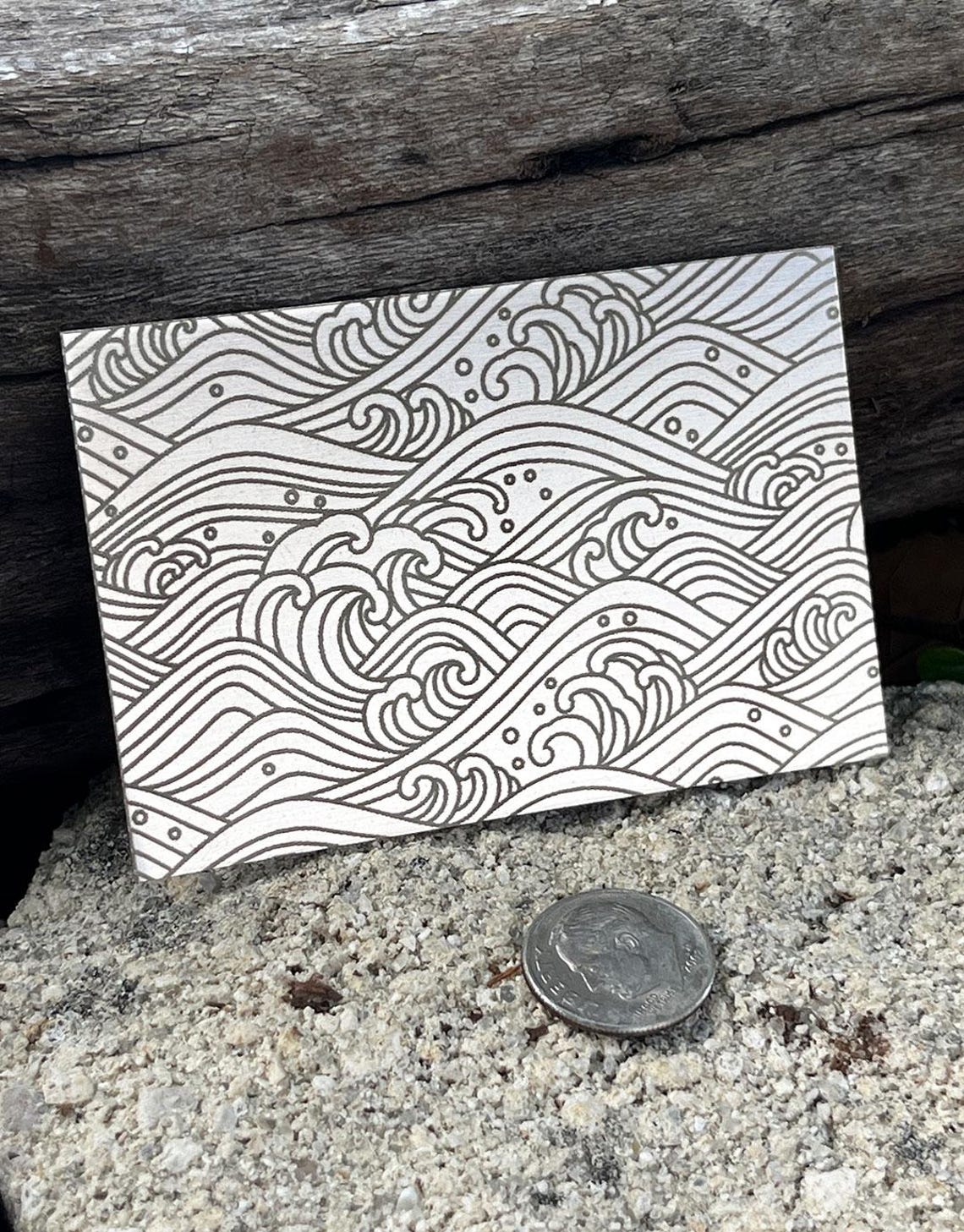 Ancient Waves Laser Engraved Metal Sheet 3x2” = Textured Jewelry Blank ...