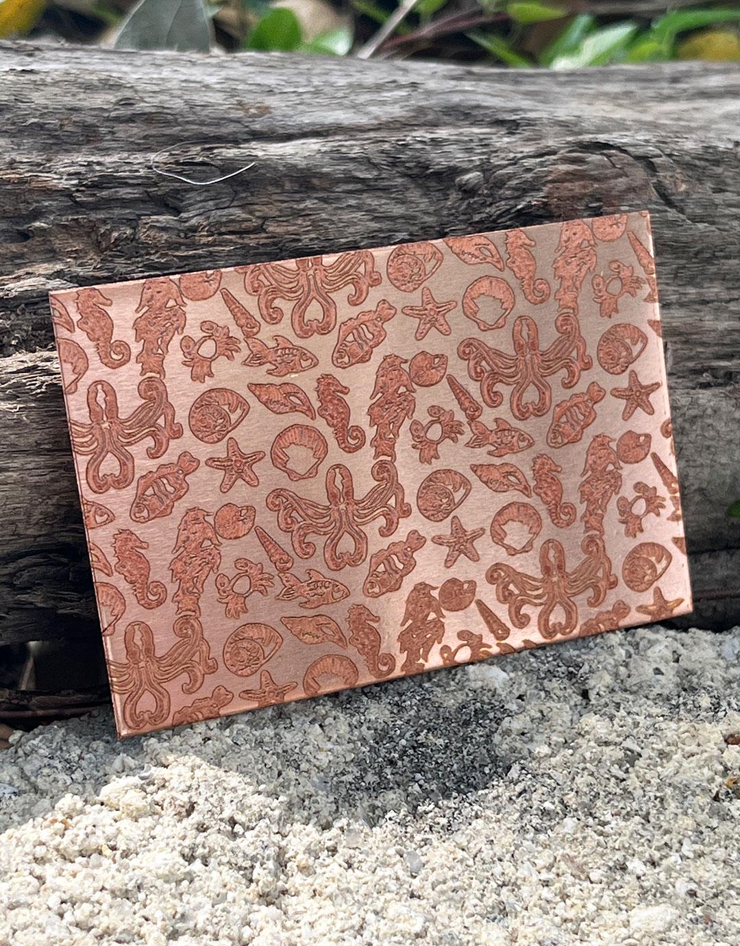 Seafood Laser Engraved Metal Sheet 3x2” = Textured Jewelry Blank ...