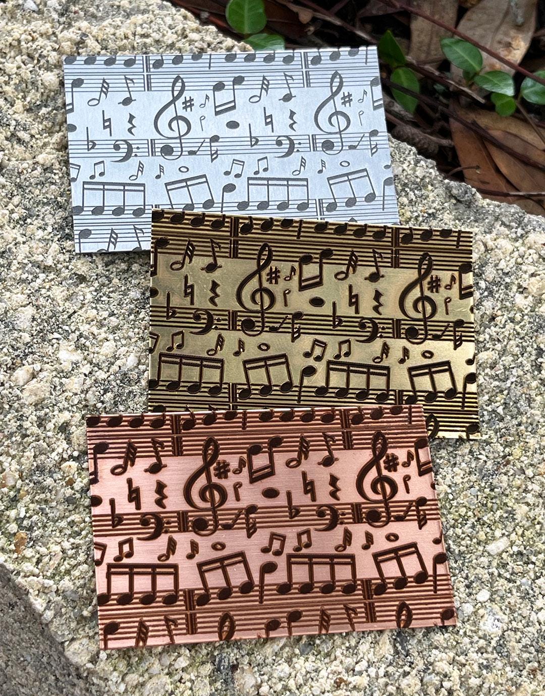 Music Laser Engraved Metal Sheet 3x2” = Textured Jewelry Blank = Copper ...