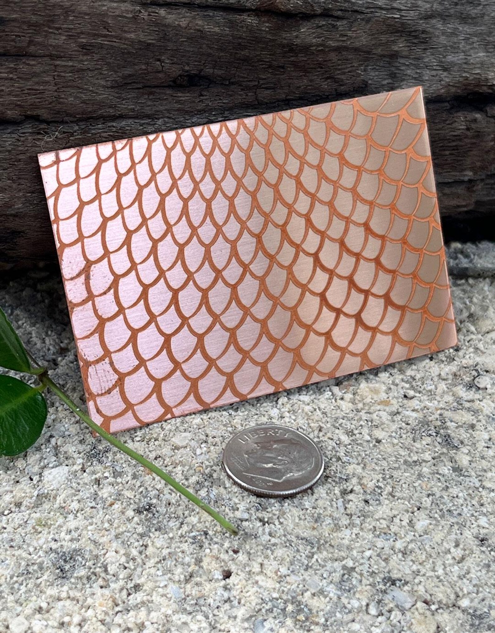 Scales Laser Engraved Metal Sheet 3x2” = Textured Jewelry Blank ...
