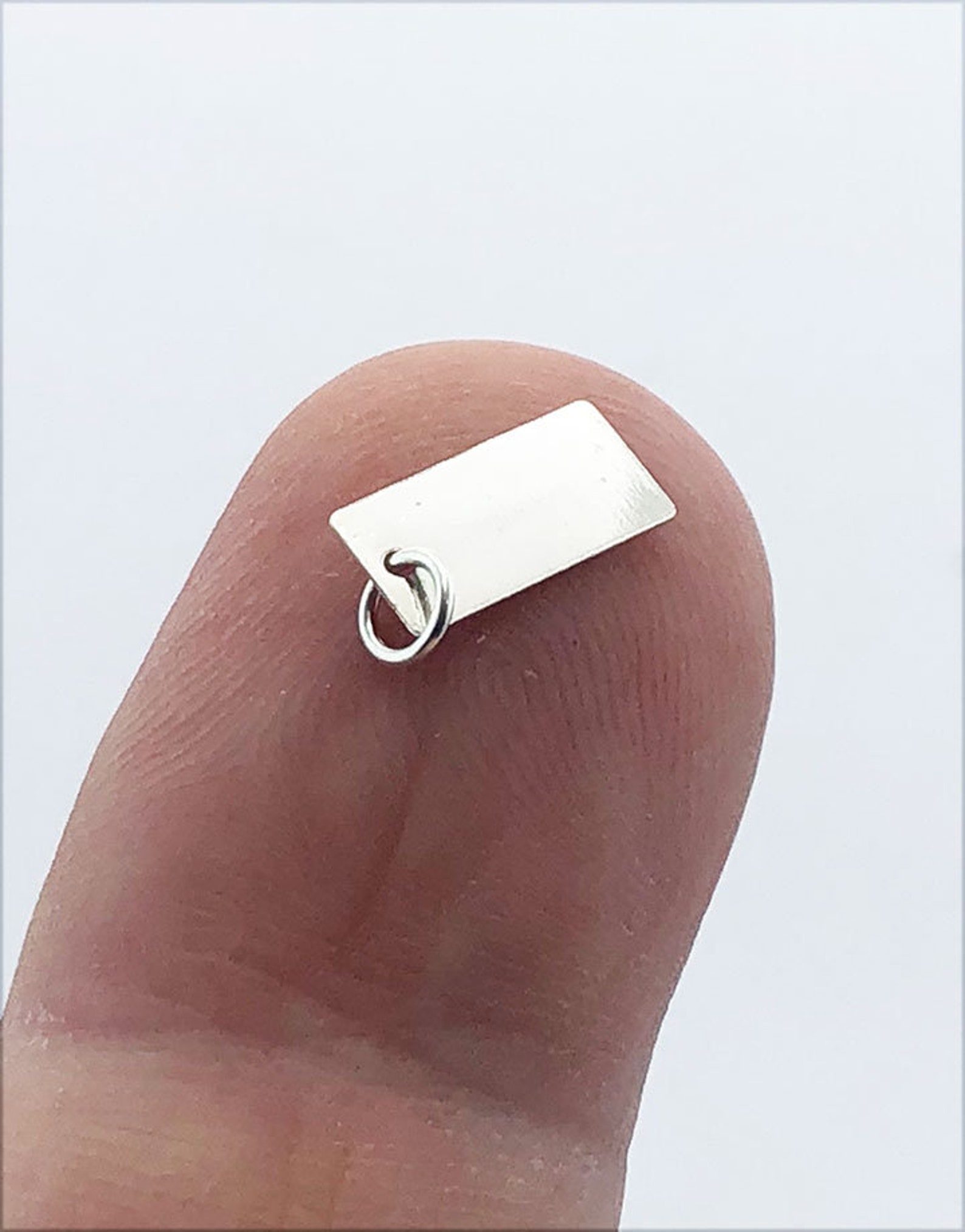 Sterling Silver Chain Tag Stamped 925 Rectangular 5x10mm With - Etsy