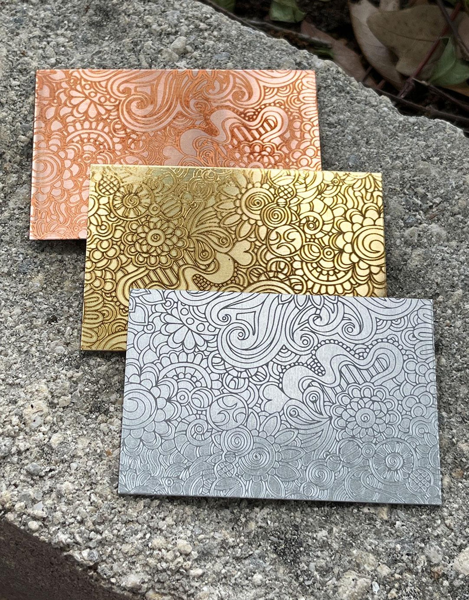Doodles #1 Laser Engraved Metal Sheet 3x2” = Textured Jewelry Blank ...