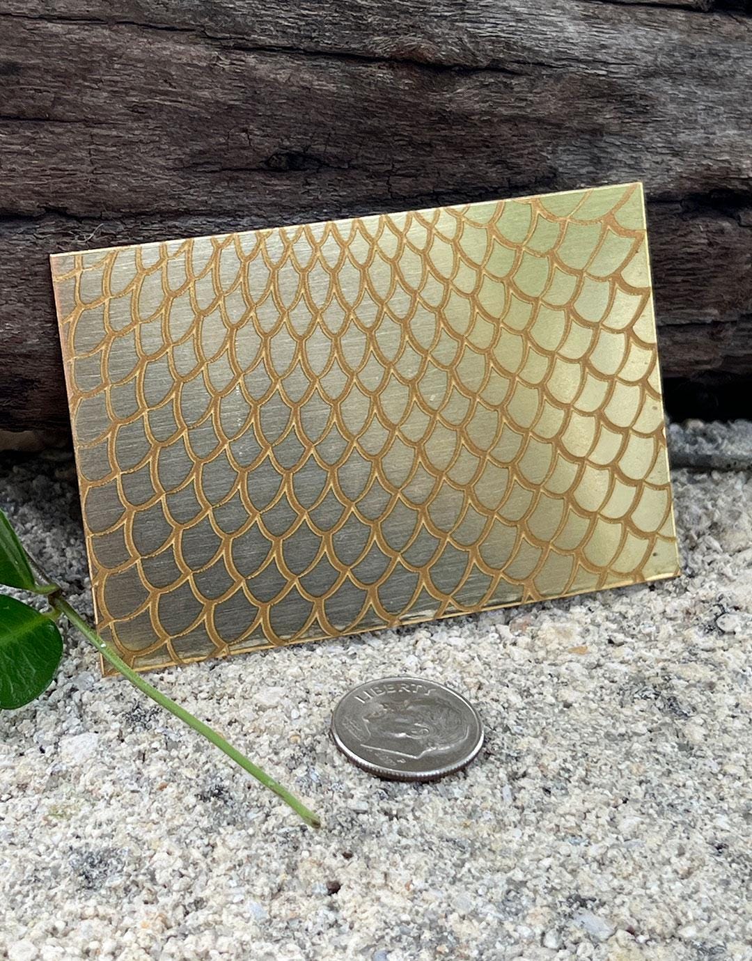 Scales Laser Engraved Metal Sheet 3x2” = Textured Jewelry Blank ...