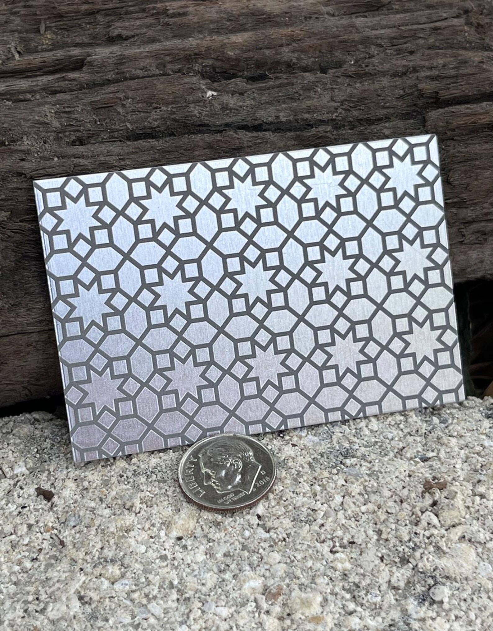 Arabic 2 Laser Engraved Metal Sheet 3x2” = Textured Jewelry Blank ...