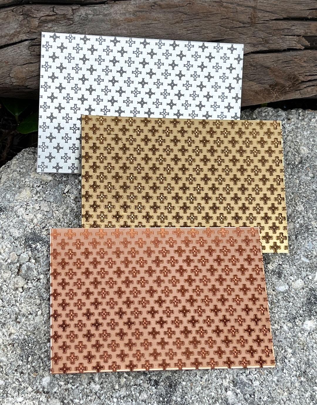 Tiny Crosses Laser Engraved Metal Sheet 3x2” = Textured Jewelry Blank ...