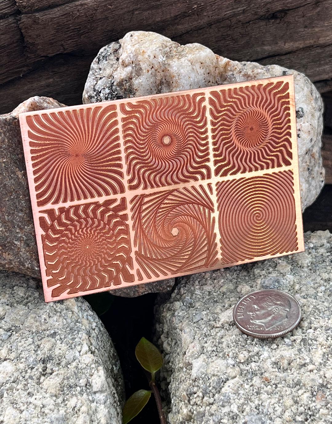 Spiral Panels Laser Engraved Metal Sheet 3x2” = Textured Jewelry Blank ...