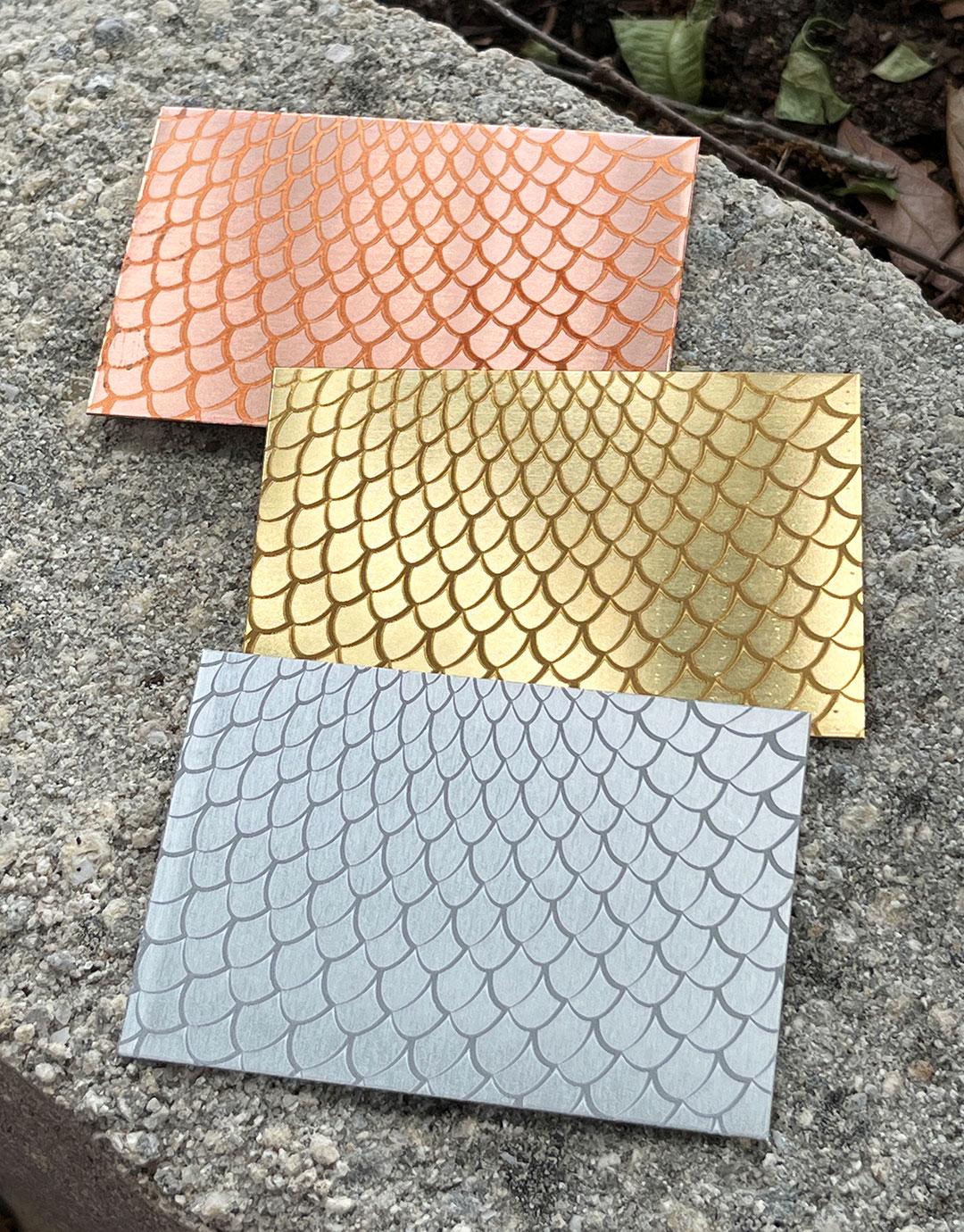 Scales Laser Engraved Metal Sheet 3x2” = Textured Jewelry Blank ...