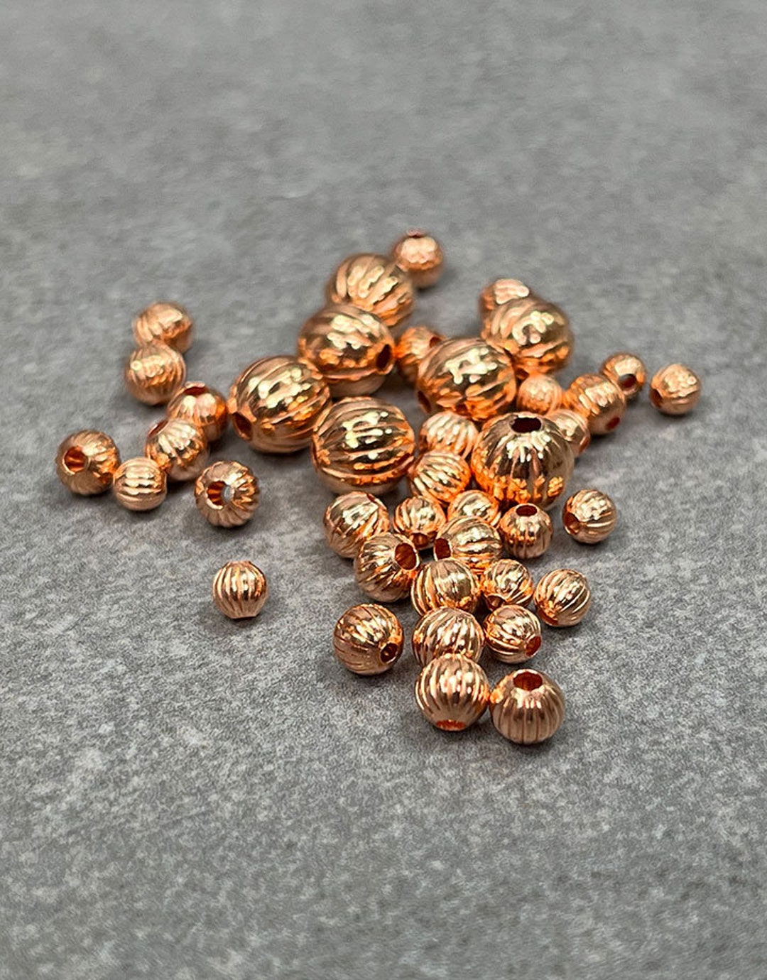 Copper Corrugated Round Beads (ABCU-CXX) **choose Size** - Etsy
