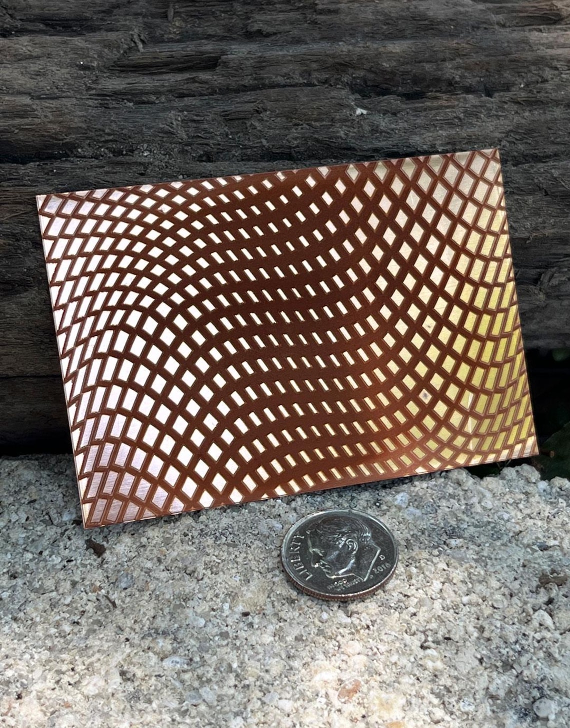 Halftone Laser Engraved Metal Sheet 3x2” = Textured Jewelry Blank ...