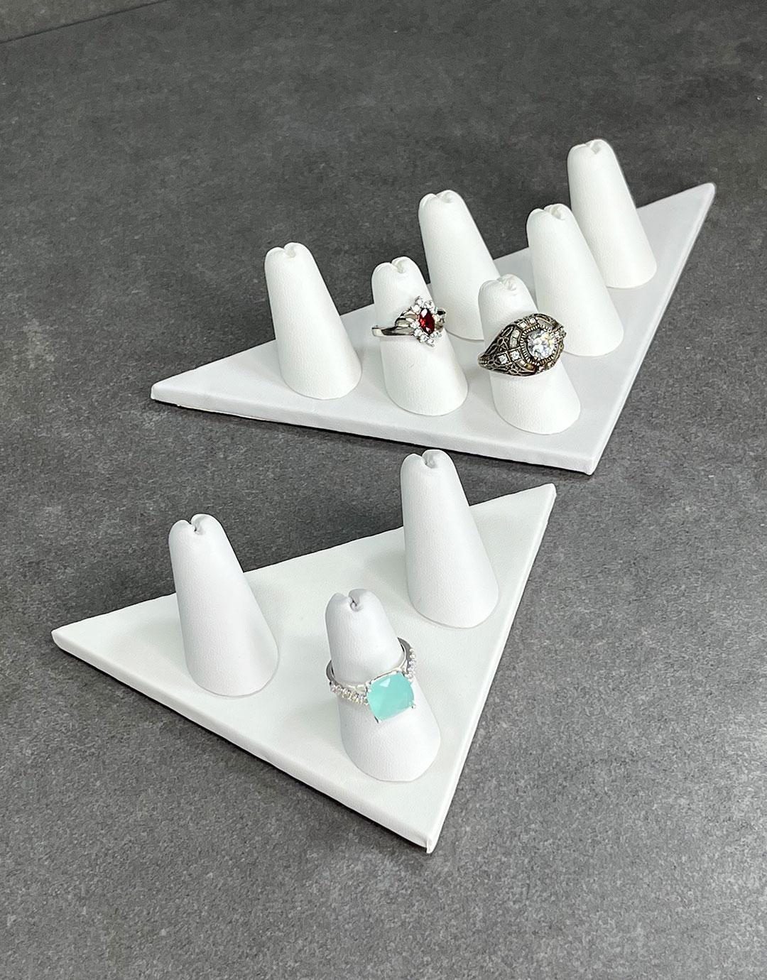 White Leathette Ring Display With Triangle Base (DRG621X) **choose Size ...