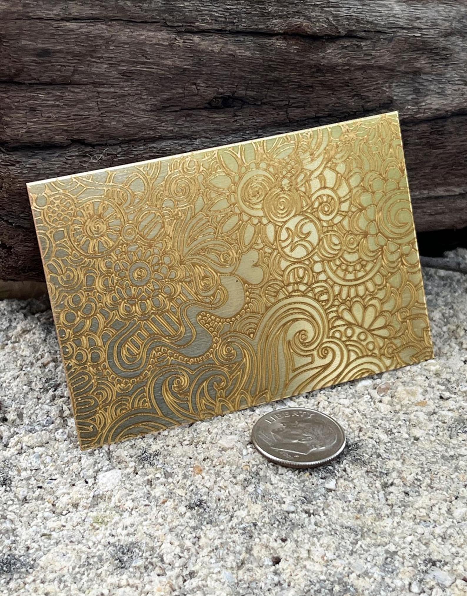 Doodles #1 Laser Engraved Metal Sheet 3x2” = Textured Jewelry Blank ...