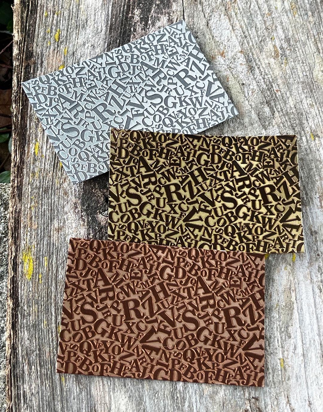 Alphabety Laser Engraved Metal Sheet 3x2” = Textured Jewelry Blank ...