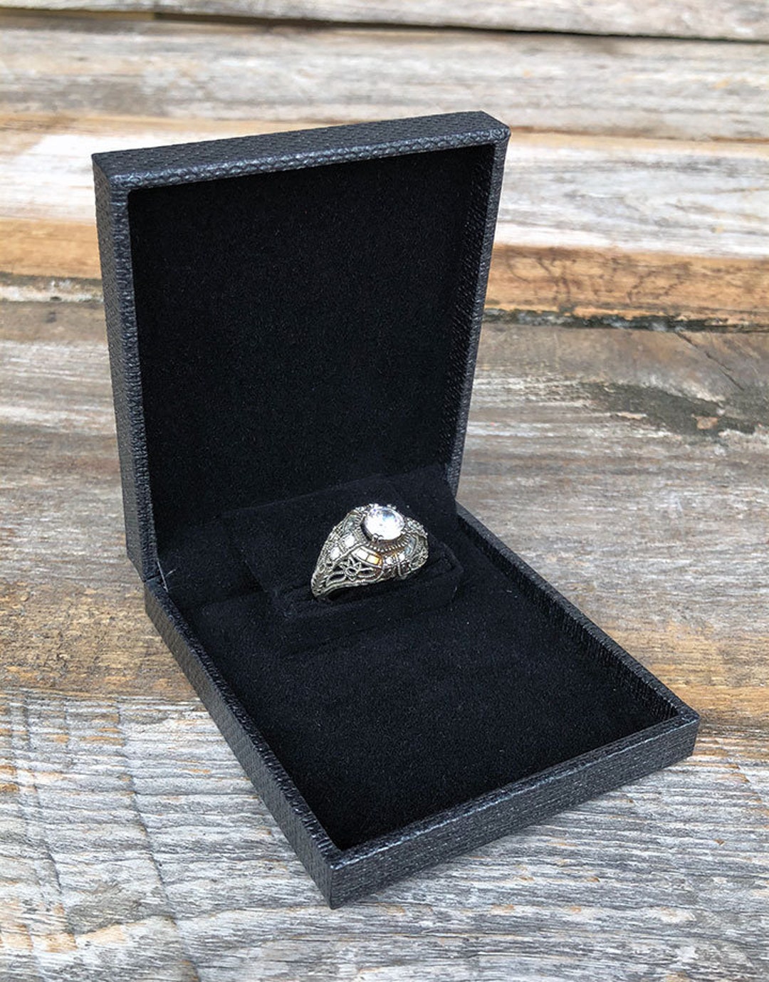 Slim Proposal Engagement Ring Box Grey/black (DBX6010) - Etsy