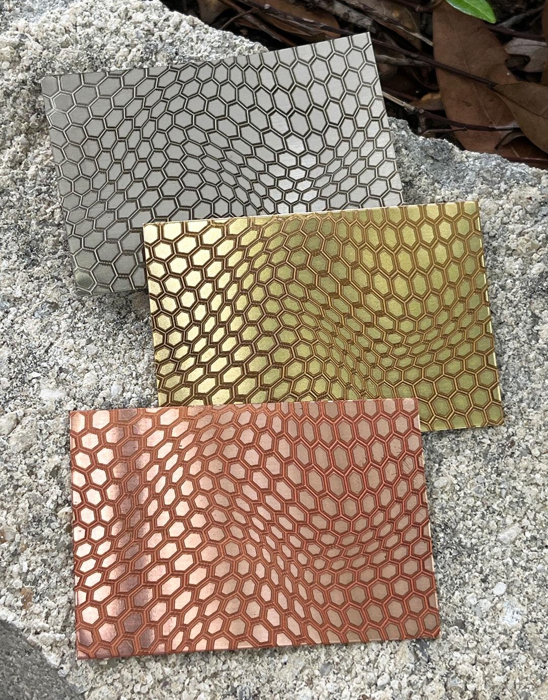 Wobble Honeycomb Laser Engraved Metal Sheet 3x2” = Textured Jewelry ...