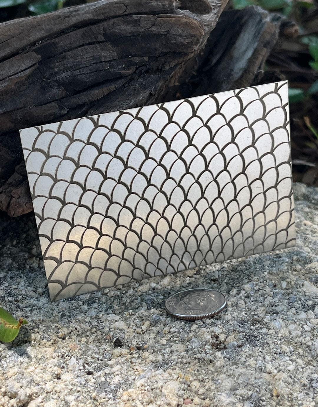 Scales Laser Engraved Metal Sheet 3x2” = Textured Jewelry Blank ...