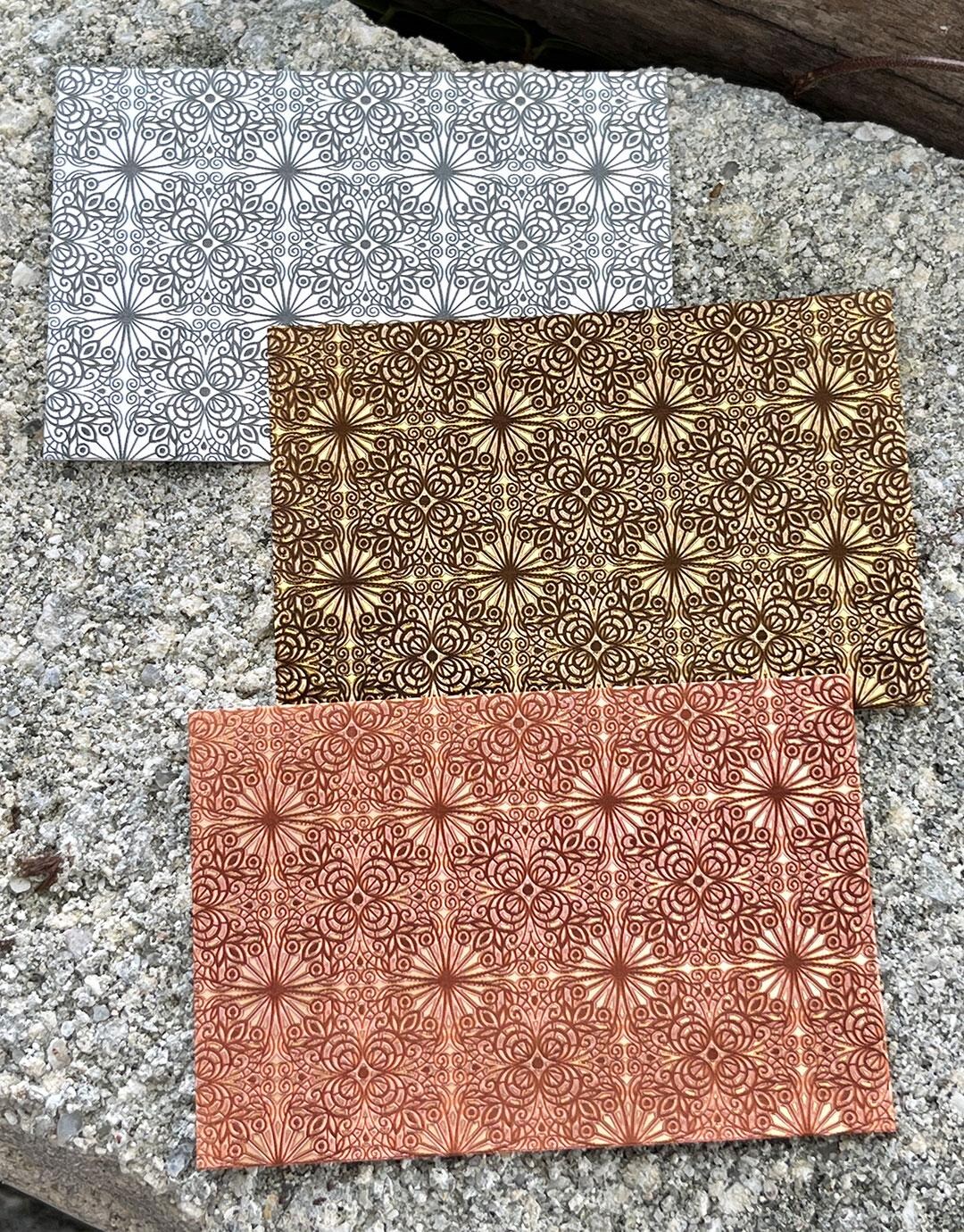 Floral Tiles Laser Engraved Metal Sheet 3x2” = Textured Jewelry Blank ...