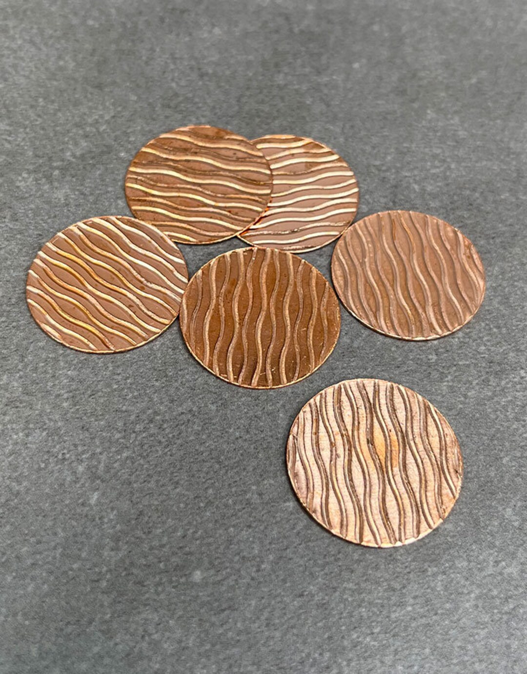 1" Copper Pattern Discs "wavy" Pkg of 6 (CSP637) - Etsy