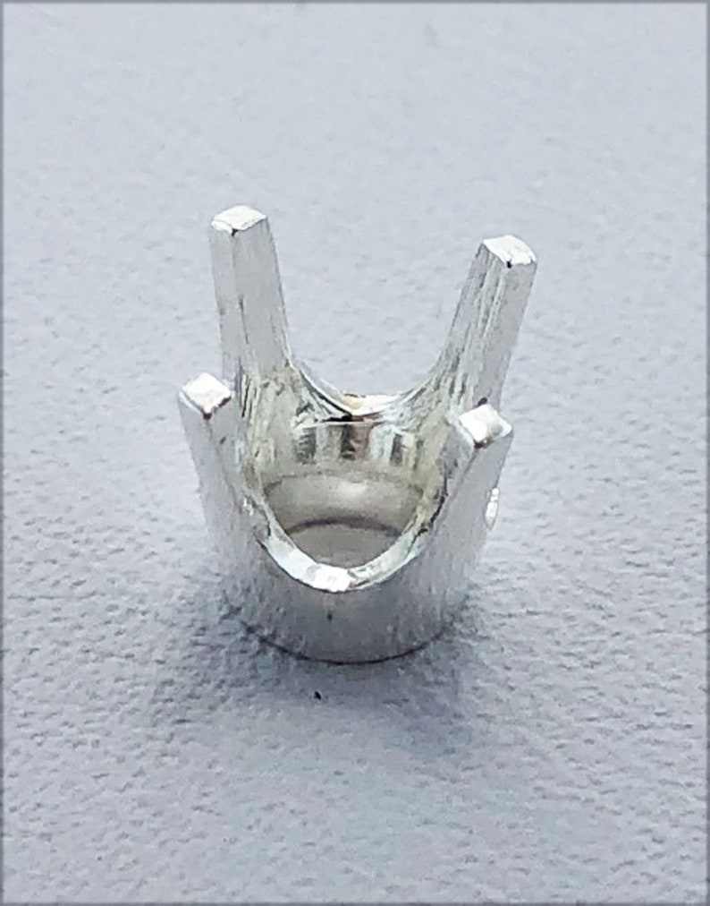 Sterling Silver 4 Prong Round Low Base Heads 120S-XX | Etsy