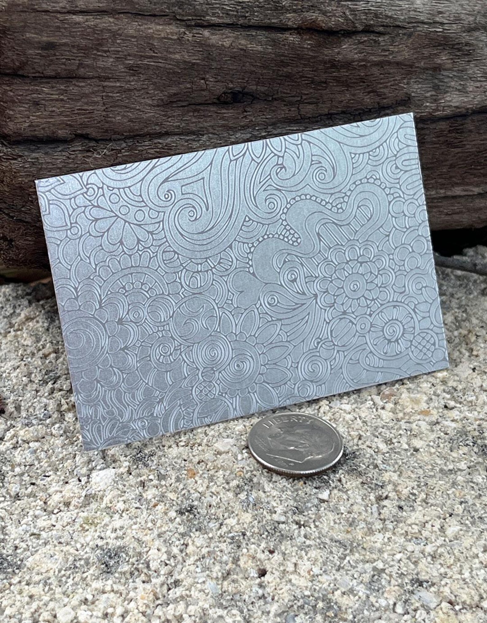 Doodles #1 Laser Engraved Metal Sheet 3x2” = Textured Jewelry Blank ...