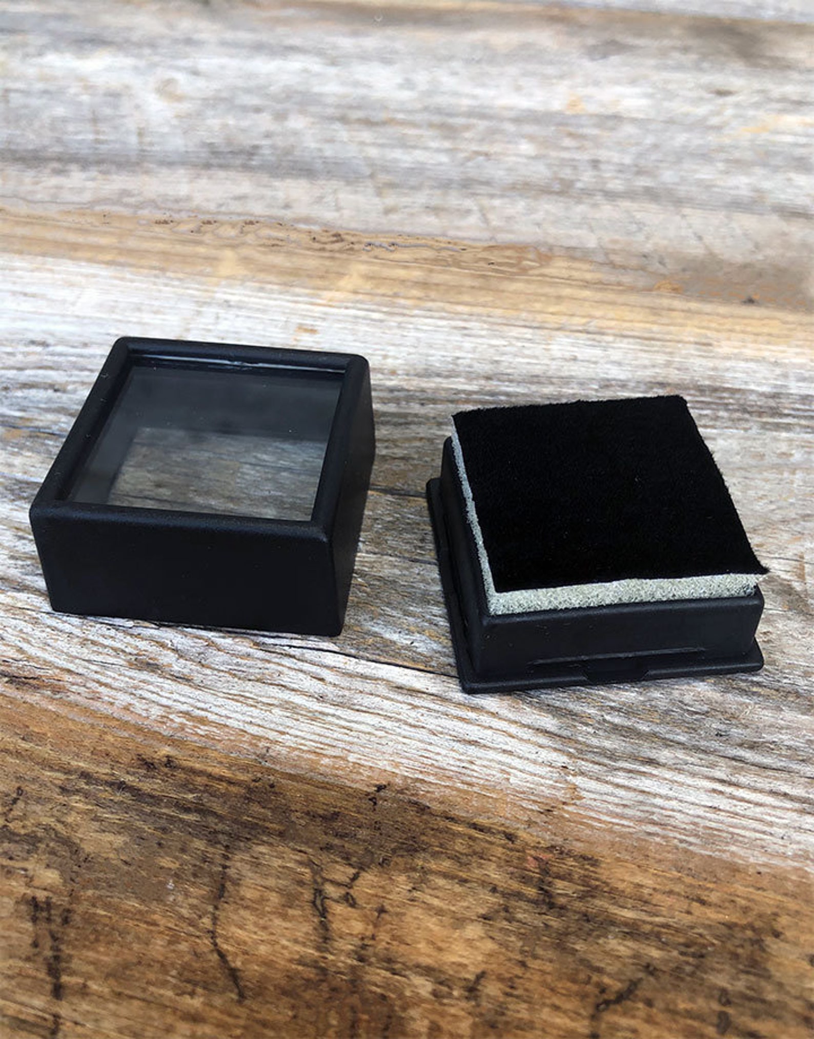 Gem Box With Glass Top & Foam Insert 1-1/2 Square Black | Etsy