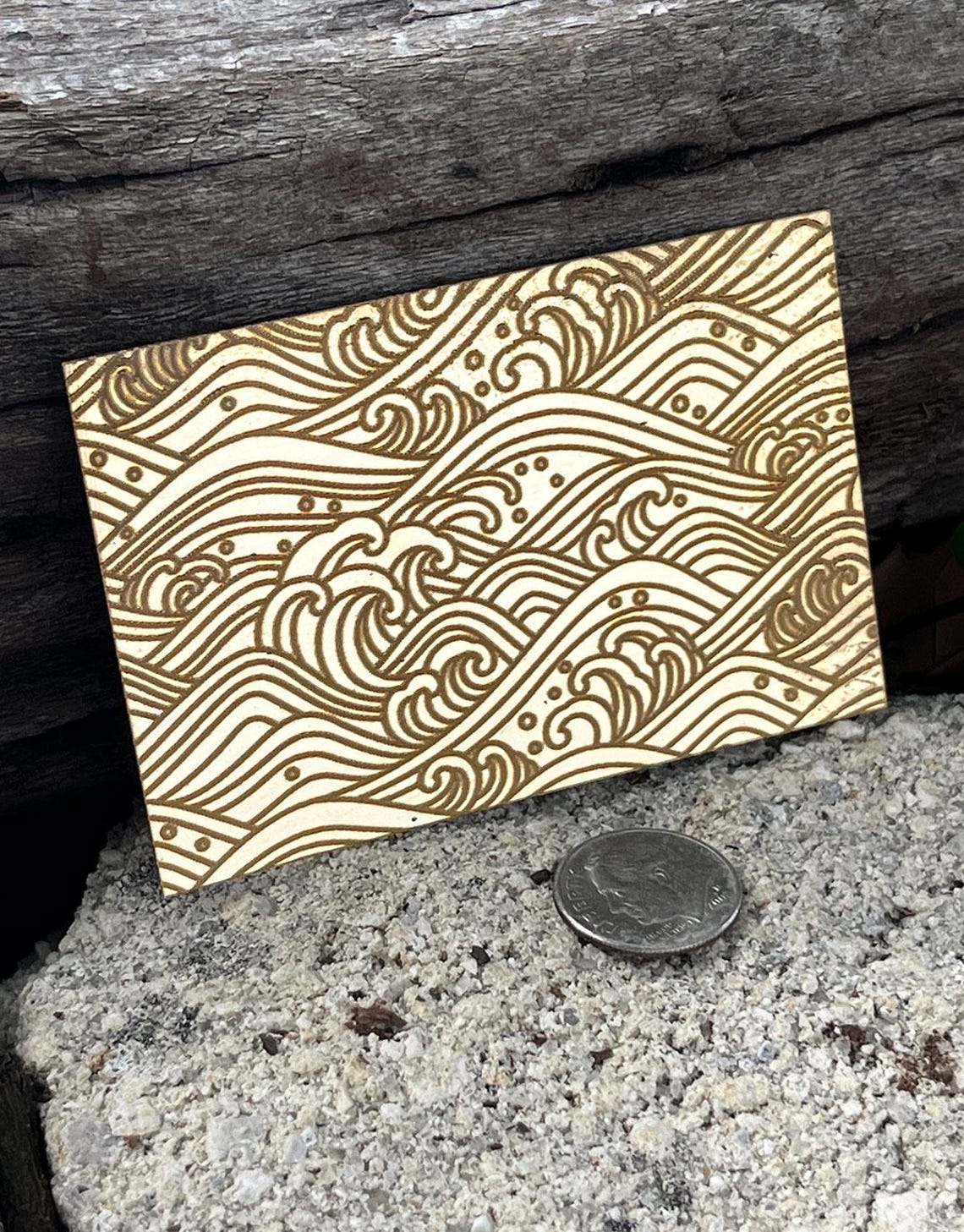 Ancient Waves Laser Engraved Metal Sheet 3x2” = Textured Jewelry Blank ...