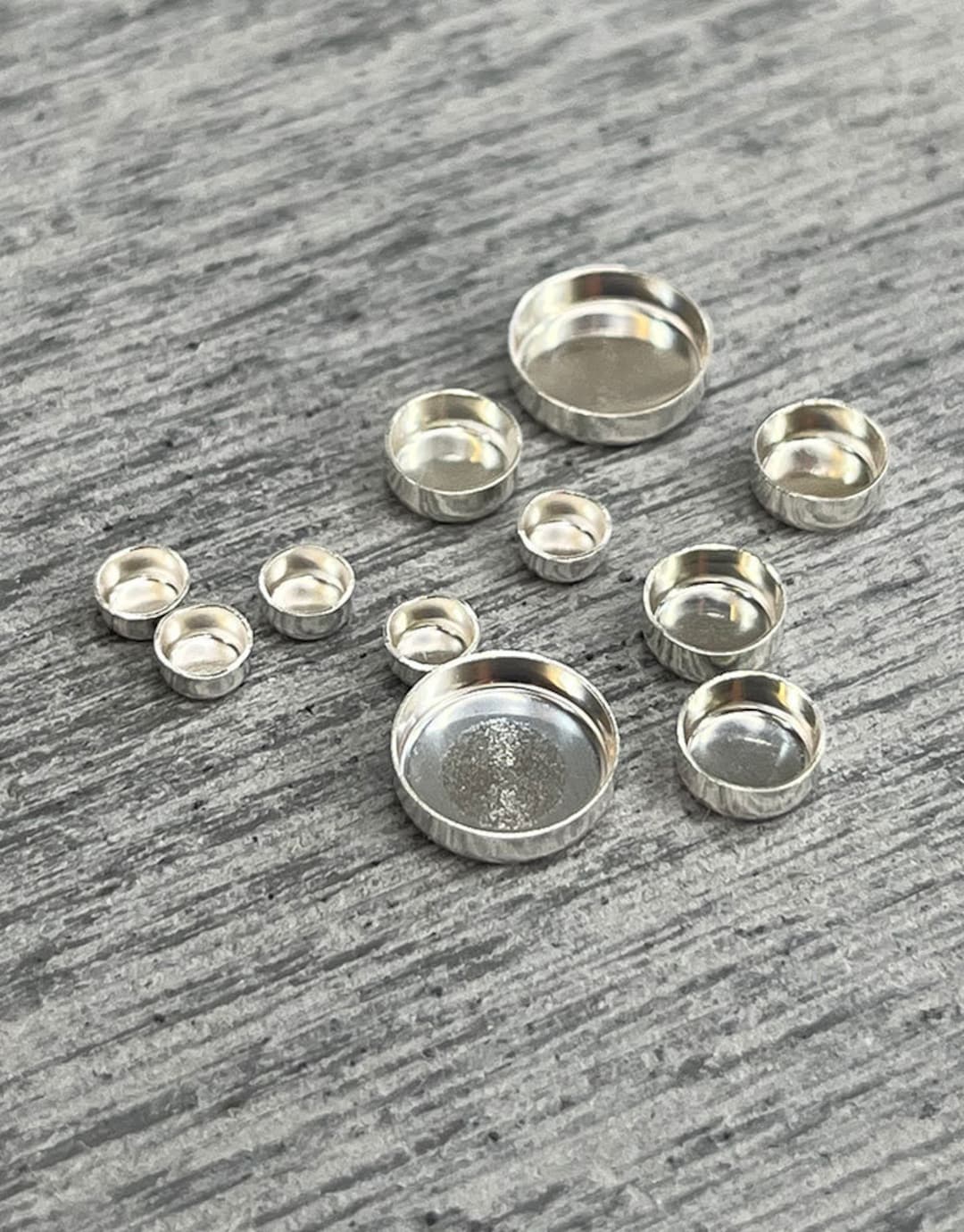 Sterling Silver Round Bezel Cups (514S) **choose Size** - Etsy