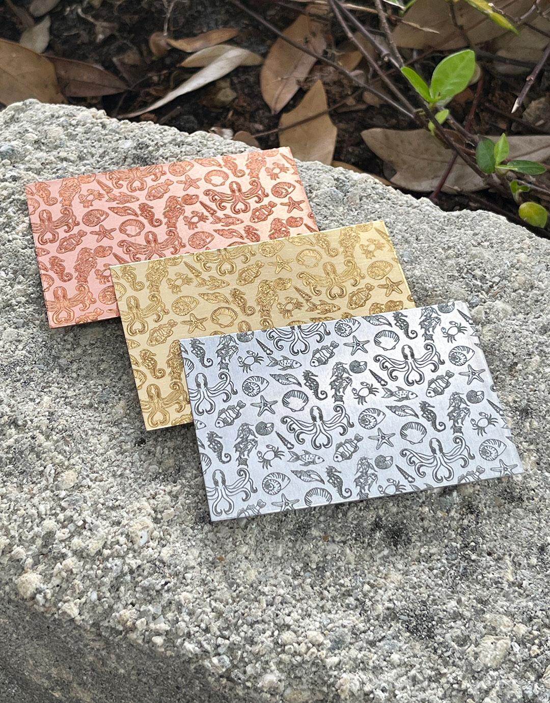 Seafood Laser Engraved Metal Sheet 3x2” = Textured Jewelry Blank ...