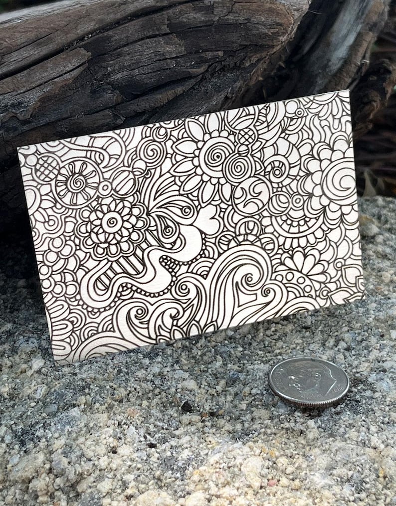 Doodles #1 Laser Engraved Metal Sheet 3x2” = Textured Jewelry Blank ...