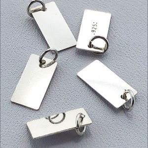 Sterling Silver Chain Tag Stamped 925 Rectangular 5x10mm With Ring (pkg ...