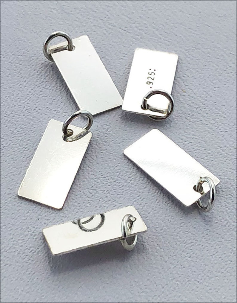 Sterling Silver Chain Tag Stamped 925 Rectangular 5x10mm With - Etsy