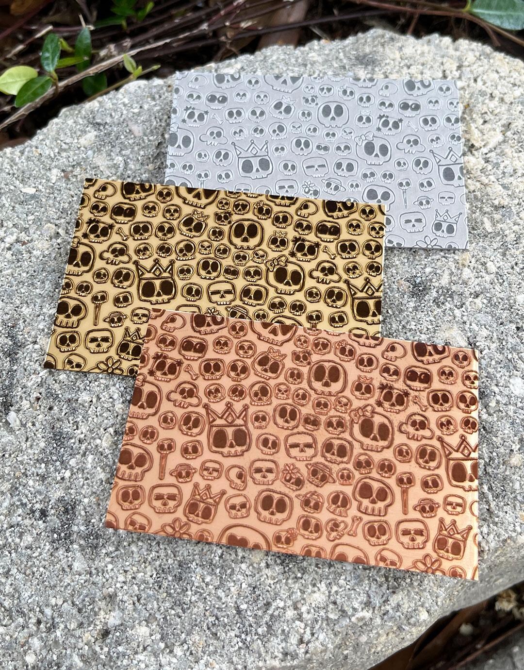 Laser Engraved Pattern Sheet (cute Skulls) 3x2" (XLP0098) **choose ...