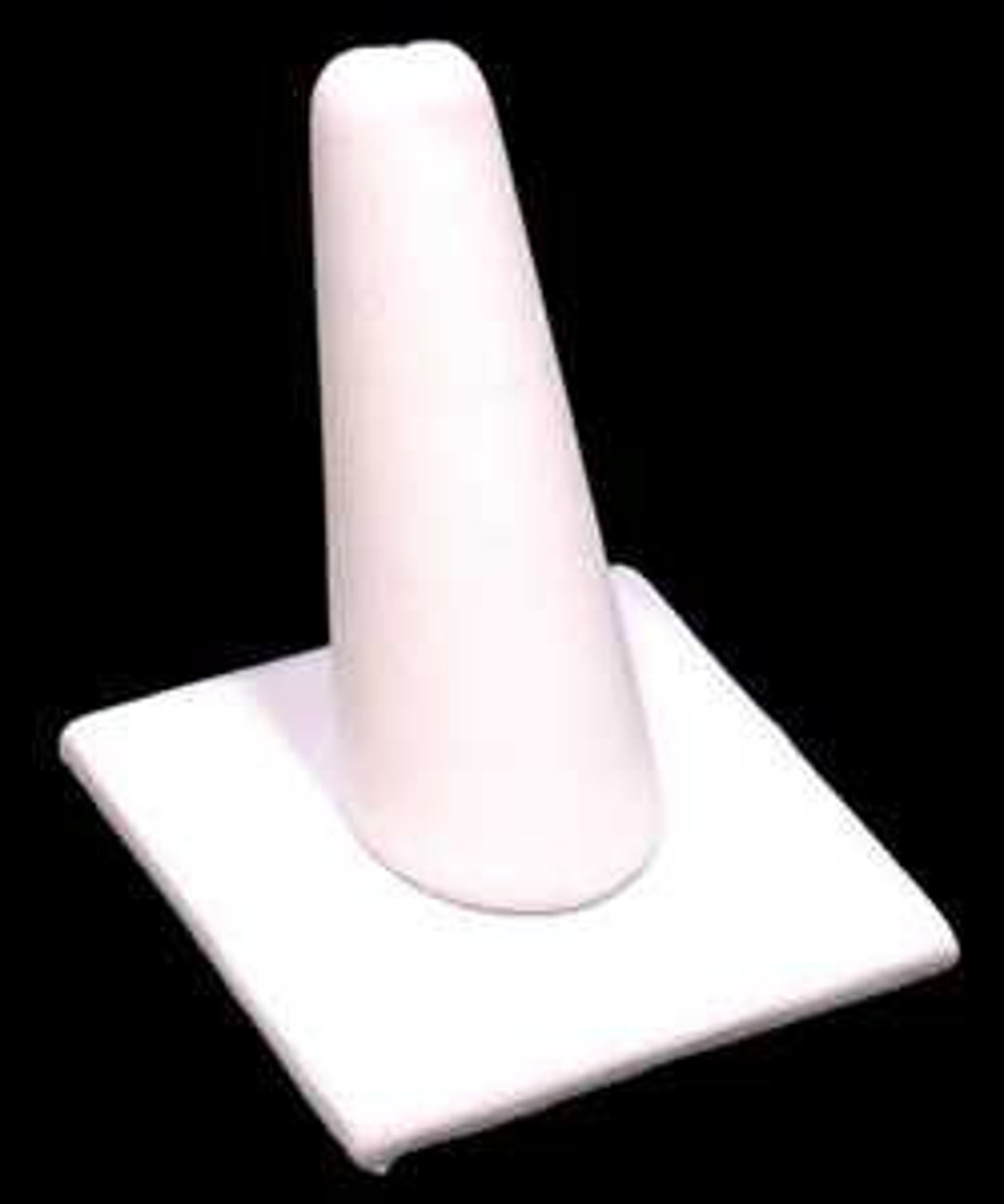 White Leatherette Single Ring Finger Display Square Base (pkg of 3 ...