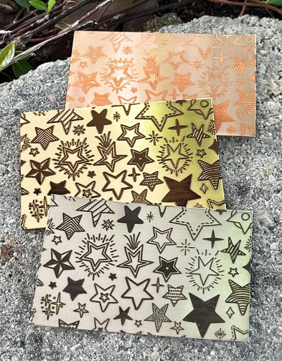 Laser Engraved Pattern Sheet (hand Drawn Stars) 3x2" (XLP0067) **choose ...