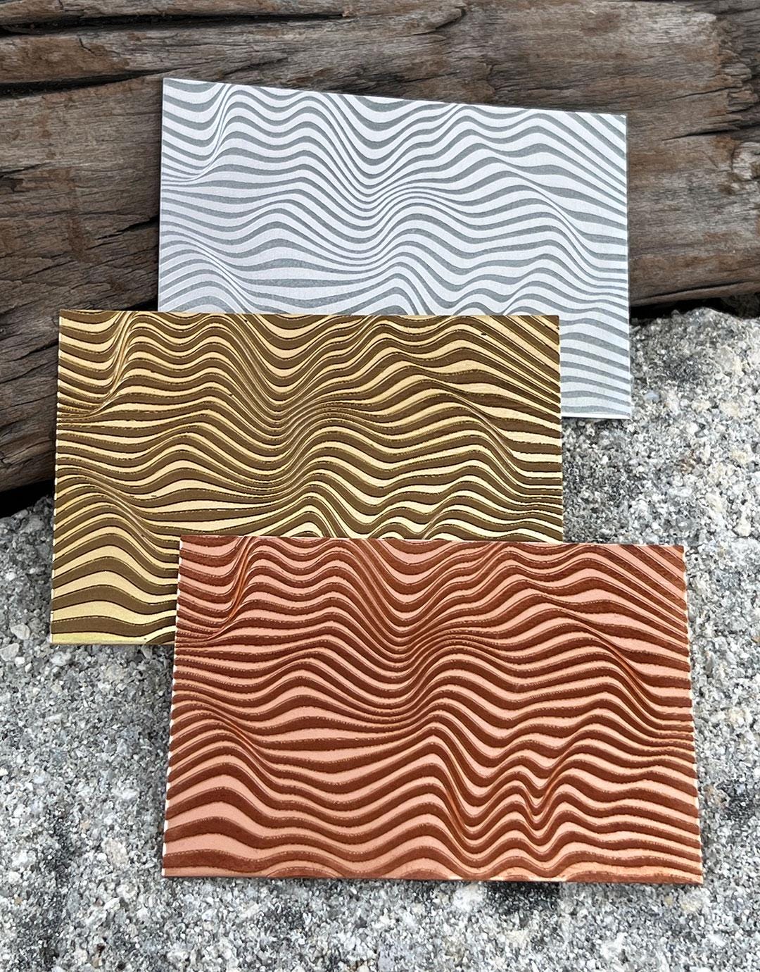 Wavy Laser Engraved Metal Sheet 3x2” = Textured Jewelry Blank = Copper ...