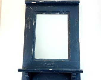 Distressed Blue Wood Mirror - Etsy