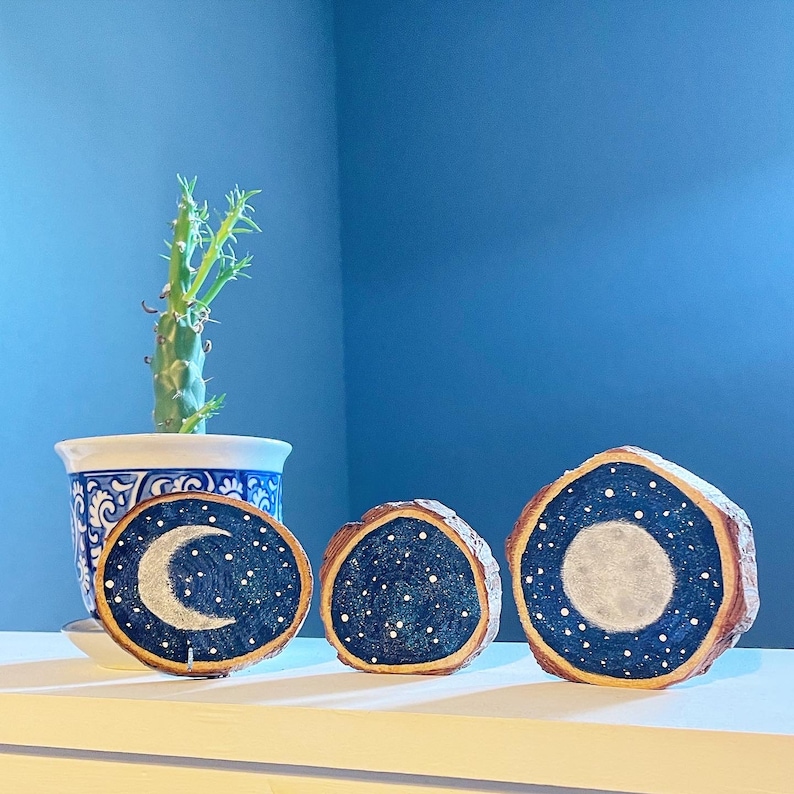 Moon Phases Lunar Wooden Decoration Celestial Ornament - Etsy