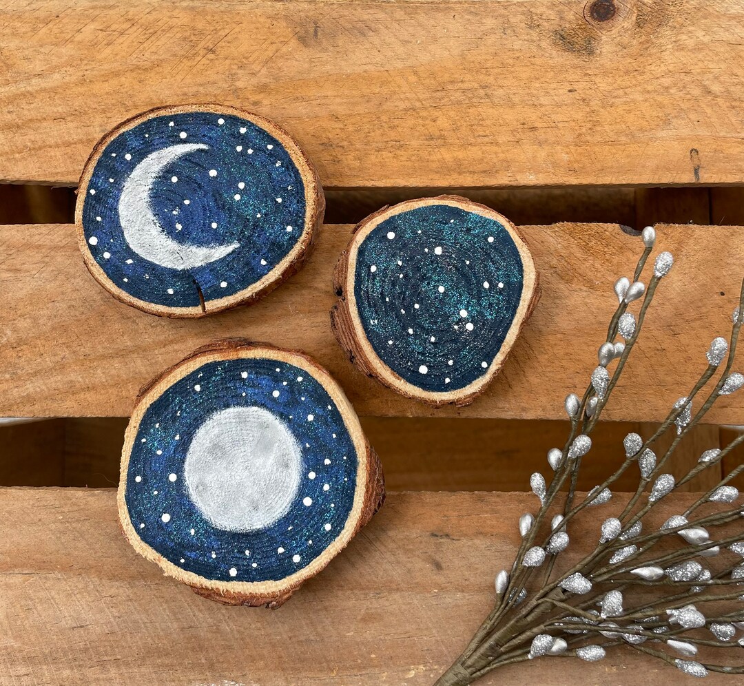 Moon Phases Lunar Wooden Decoration • Celestial Ornament • Stars, Moon ...
