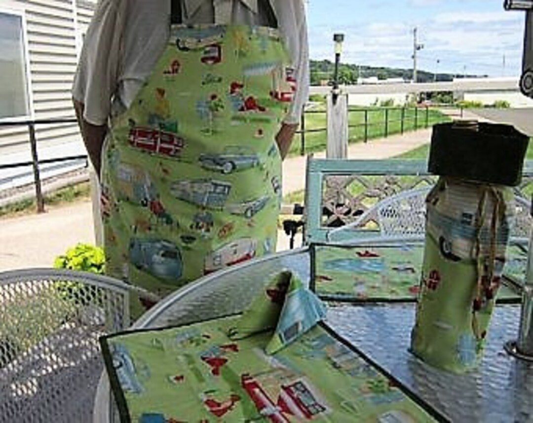 Glamping Set Six Piece Lime Green With Vintage Campers - Etsy
