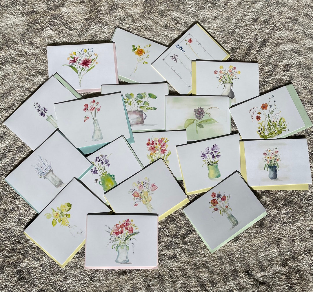 Delux Set of 12 Botanical Cards - Etsy