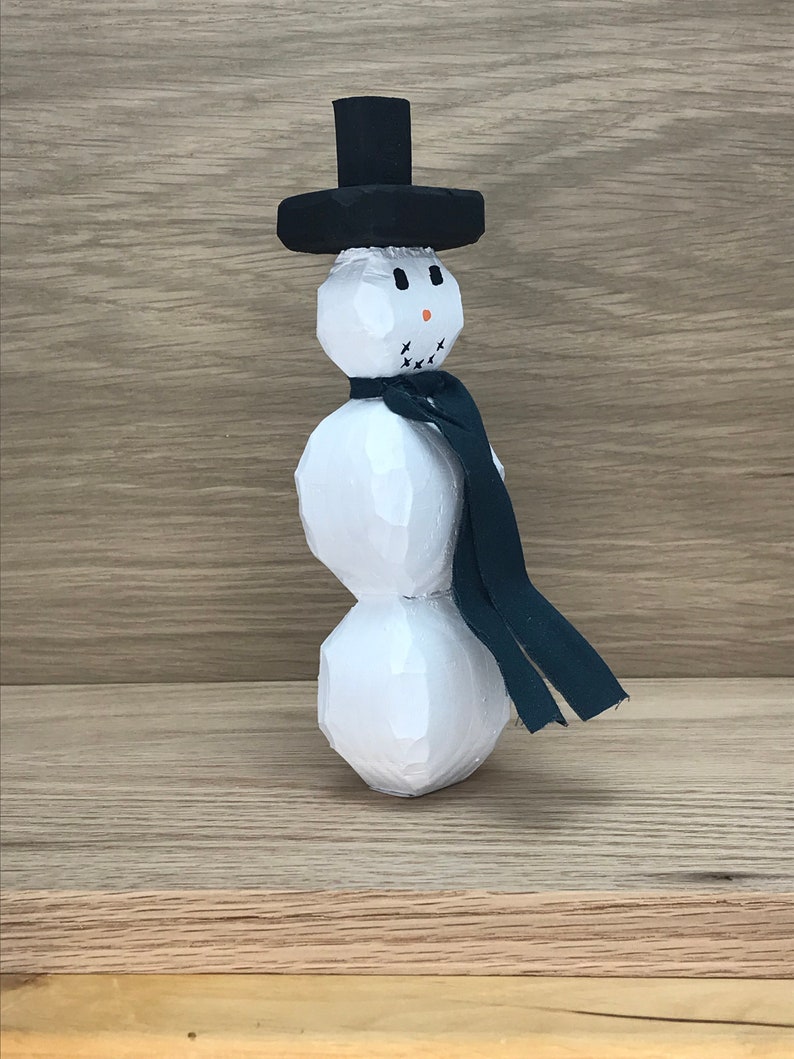 Hand Carved Wooden Snowmen - Etsy