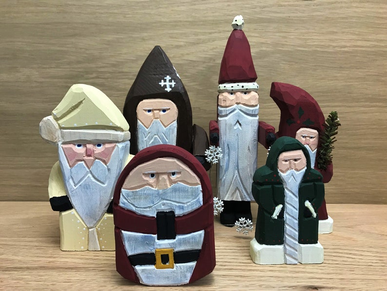 Hand Carved Wood Santa - Etsy