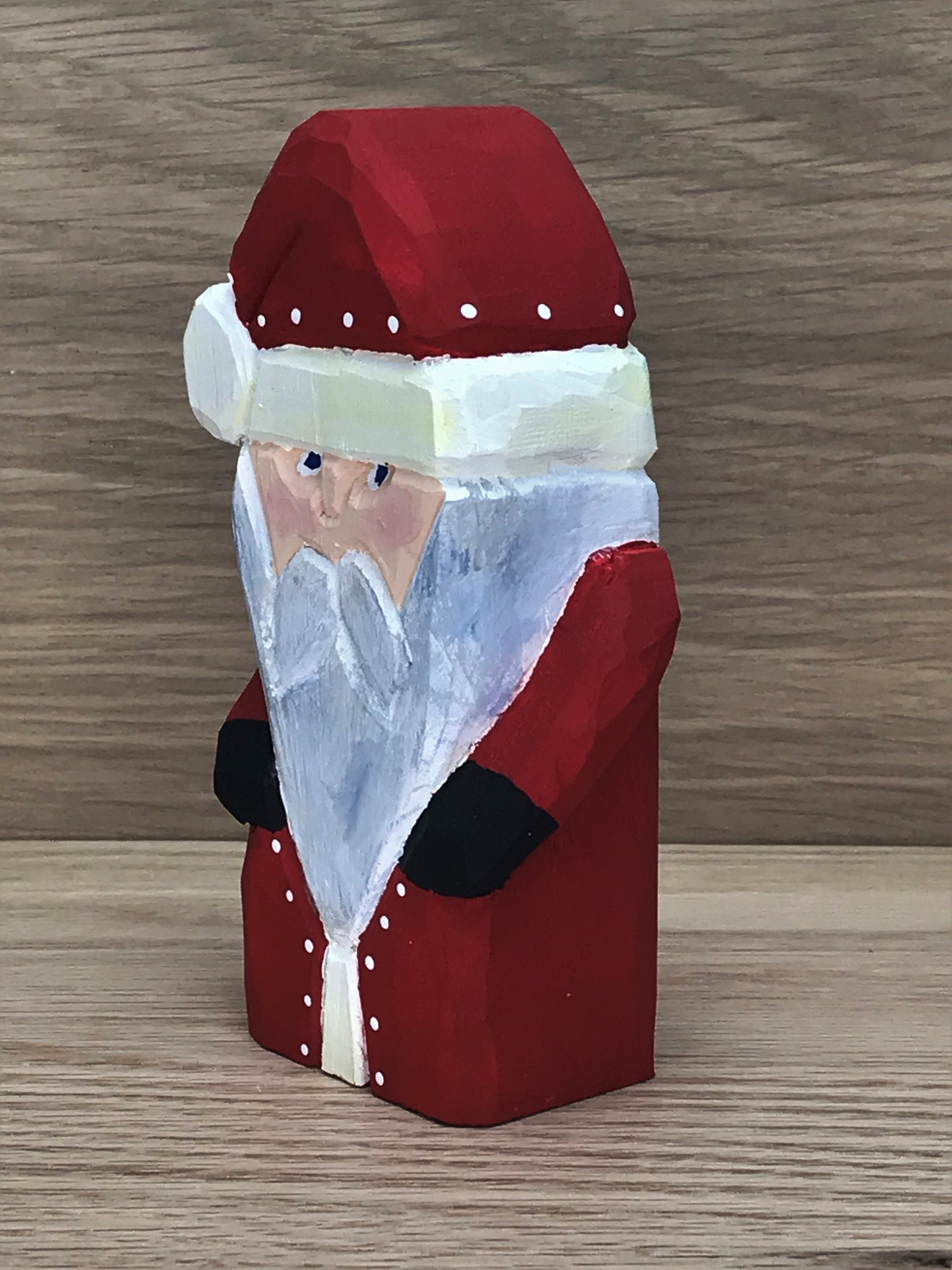 Hand Carved Wood Santa - Etsy