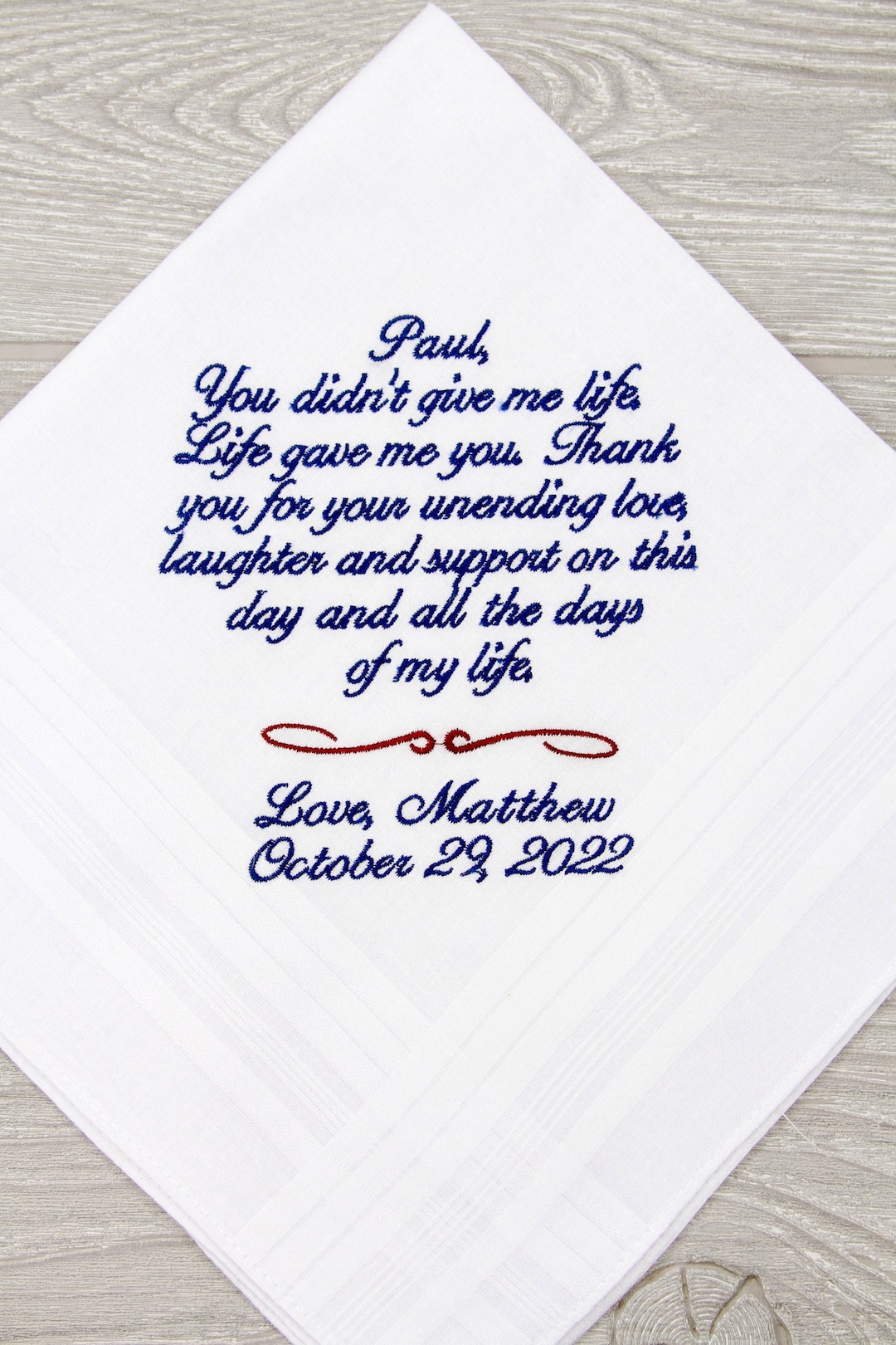 Stepdad Wedding Gift Personalized Handkerchief, Step Dad of the Bride ...