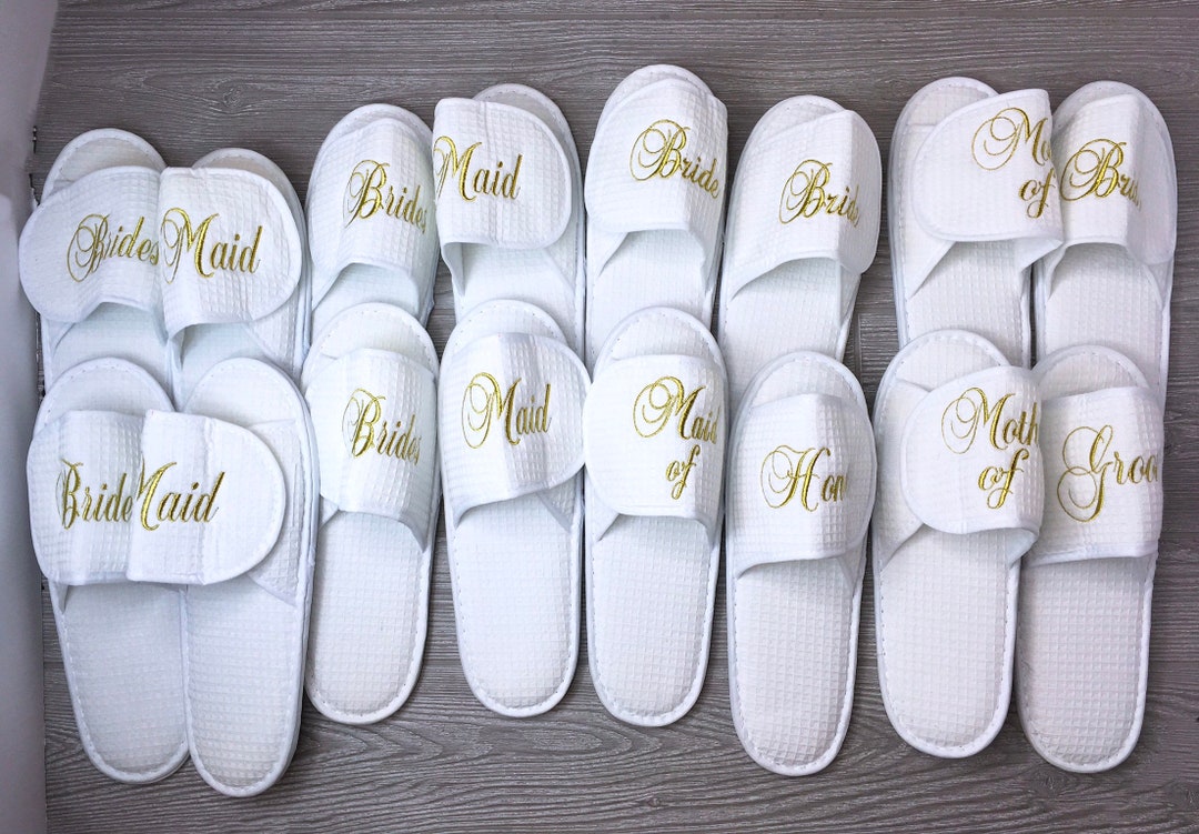 Wedding Slippers, Bride Slippers, Personalized Spa Slippers, Bridesmaid ...