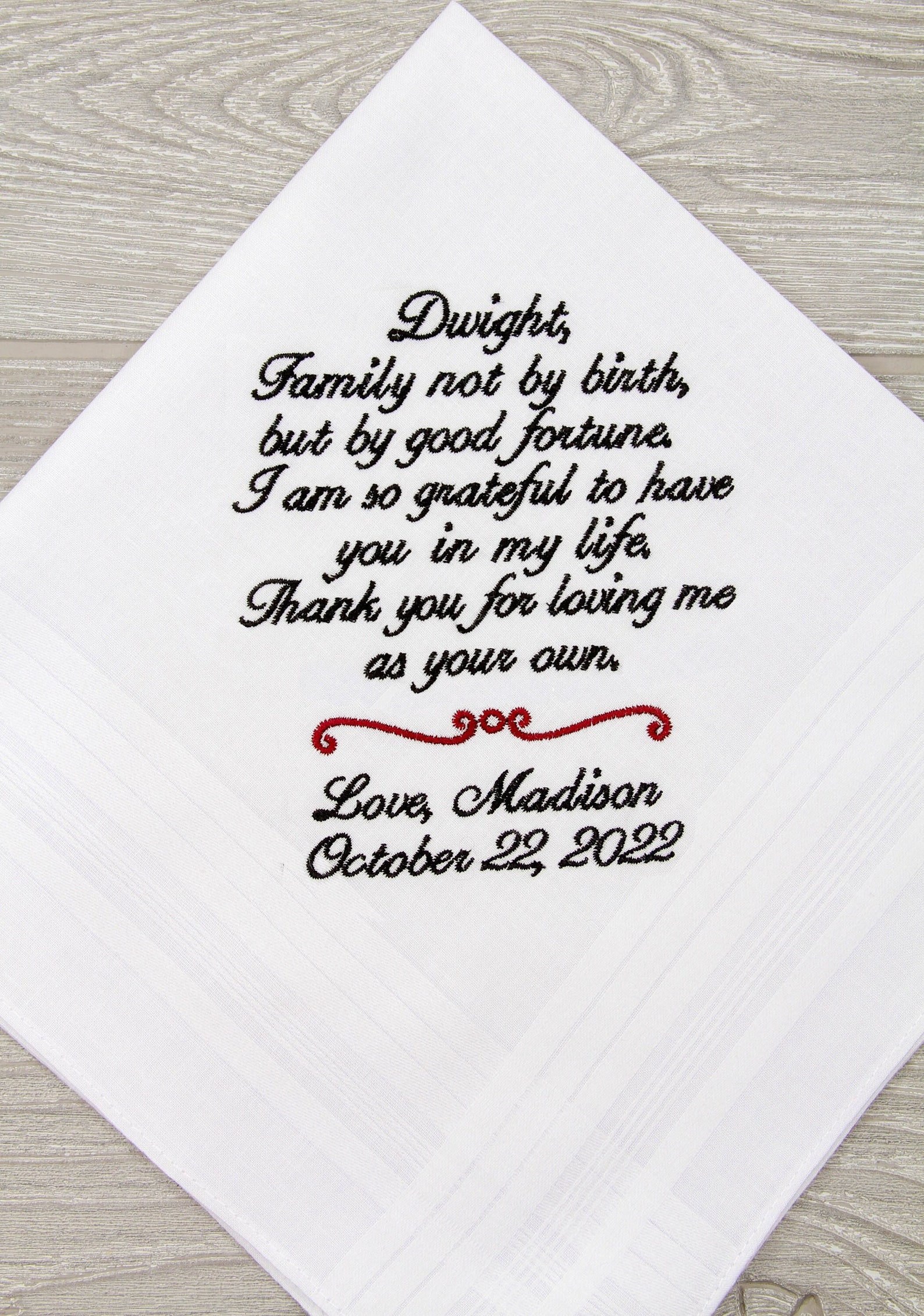 Stepdad Wedding Gift Personalized Handkerchief, Step Father of the ...