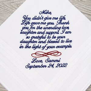 Stepdad Wedding Gift Personalized Handkerchief, Step Dad of the Bride ...