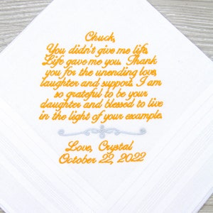 Stepdad Wedding Gift Personalized Handkerchief, Step Dad of the Bride ...