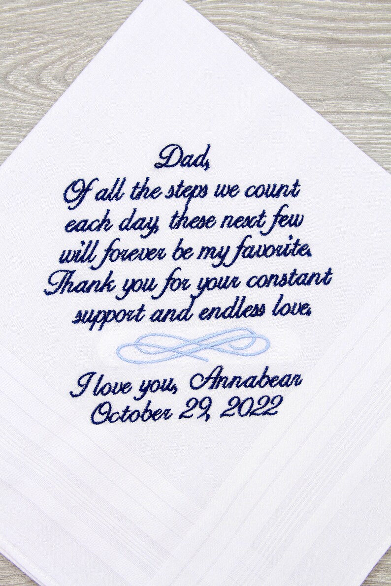 Father of the Bride Wedding Handkerchief, Personalized Gift From Bride ...